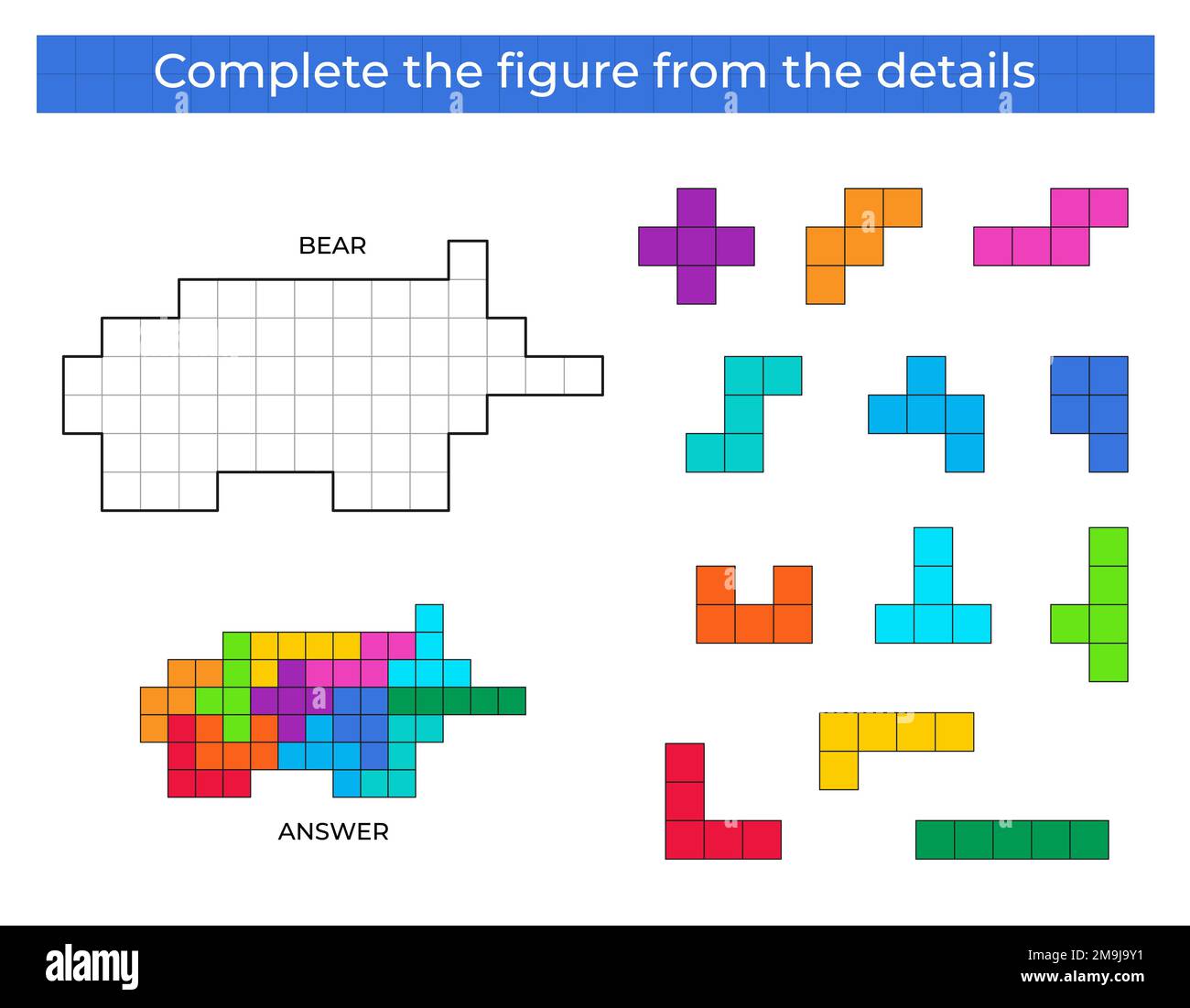 Complete the figure. Puzzle game with bear Stock Vector Image & Art - Alamy
