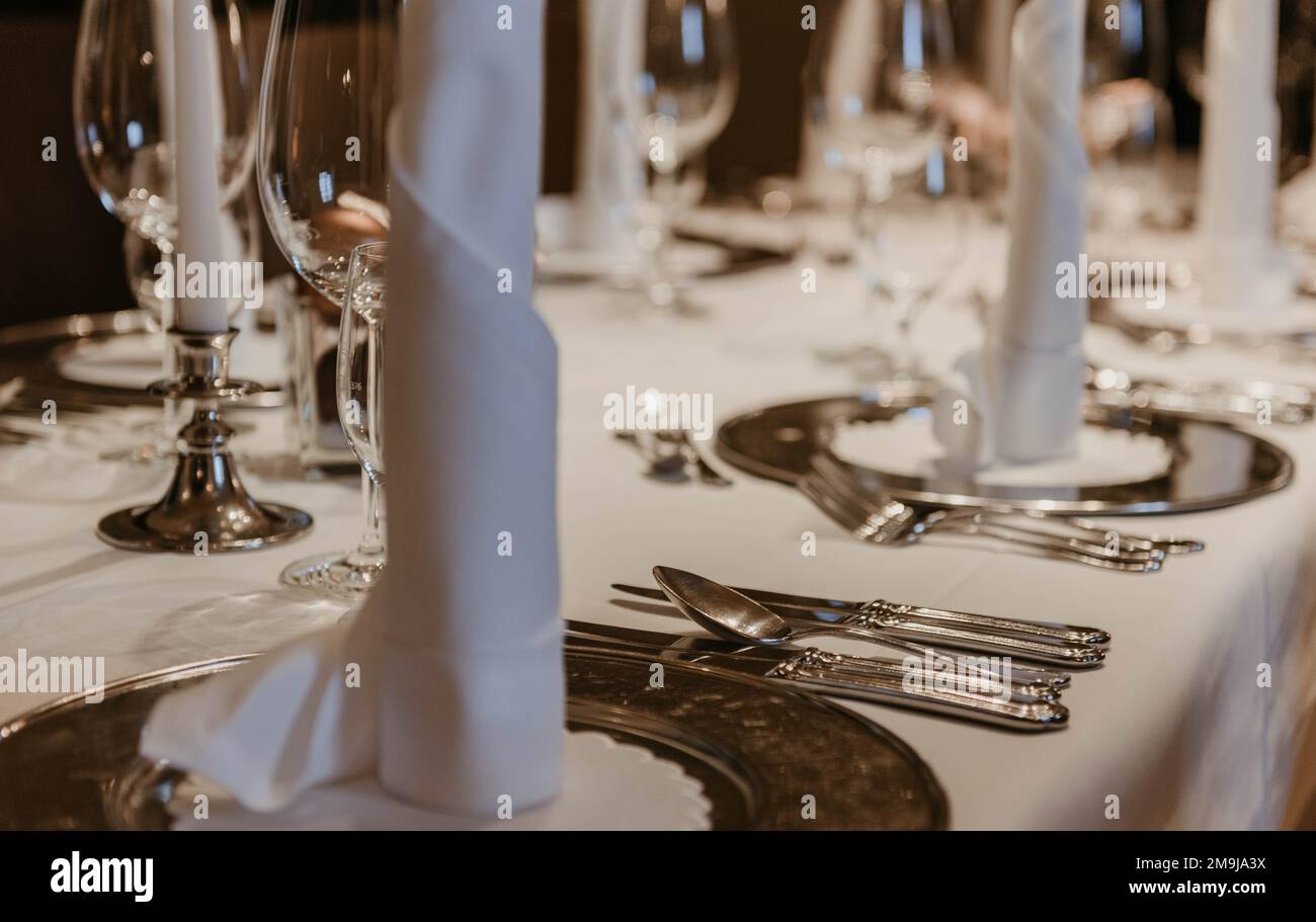 The Luxury table setting for dining Stock Photo - Alamy