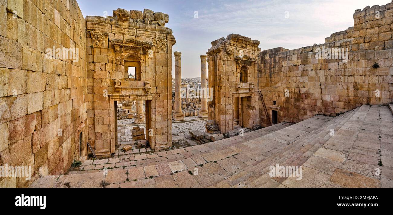 Steps in ruins, Propylaeum, Temple of Artemis. Jordan Stock Photo - Alamy