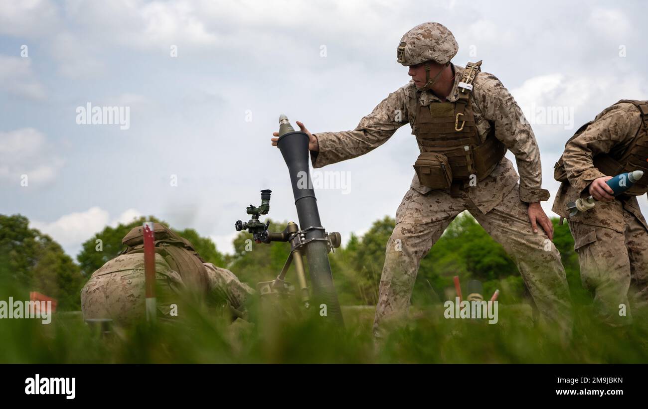 U.S. Marine Corps Lance Cpl. Caleb Brown, a mortarman assigned to ...