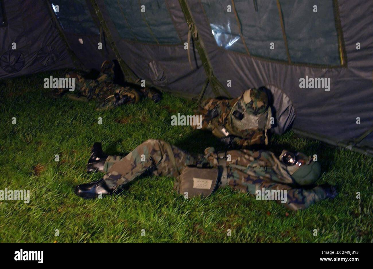US Air Force (USAF) members wearing their Mission-Oriented Protective ...