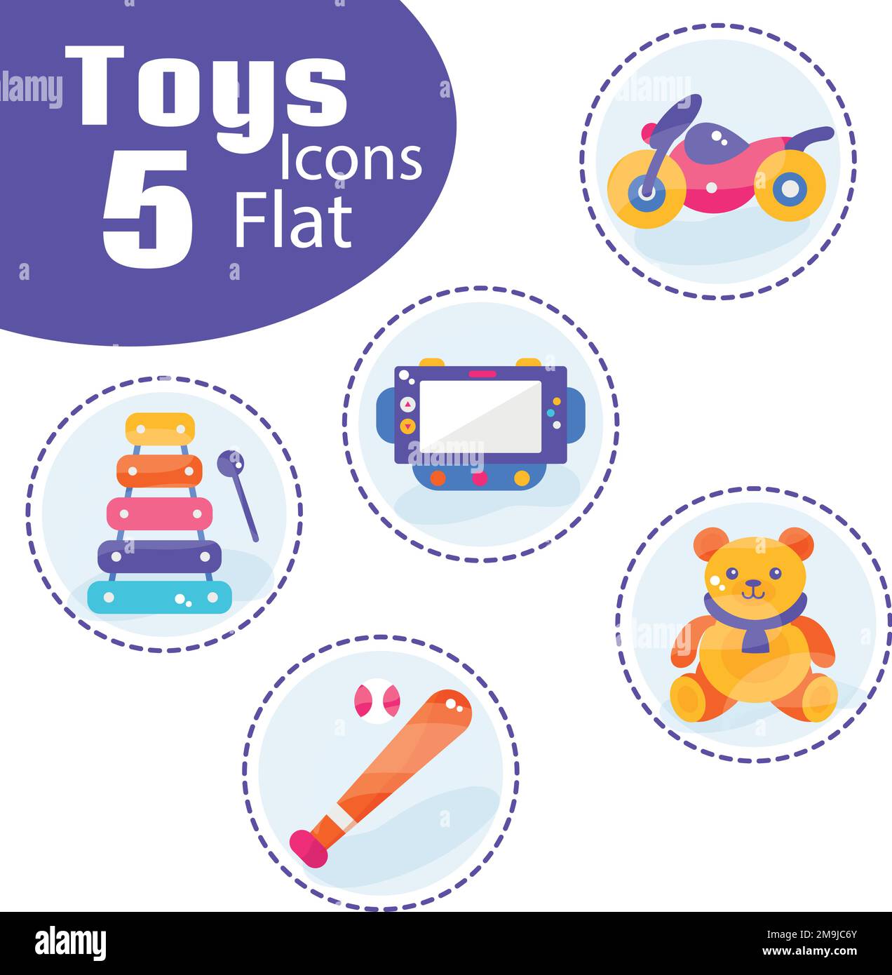 Set of colored toys icons Flat design Vector Stock Vector Image & Art ...
