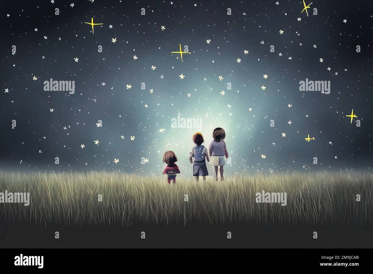 Child looking at stars night hi-res stock photography and images - Alamy