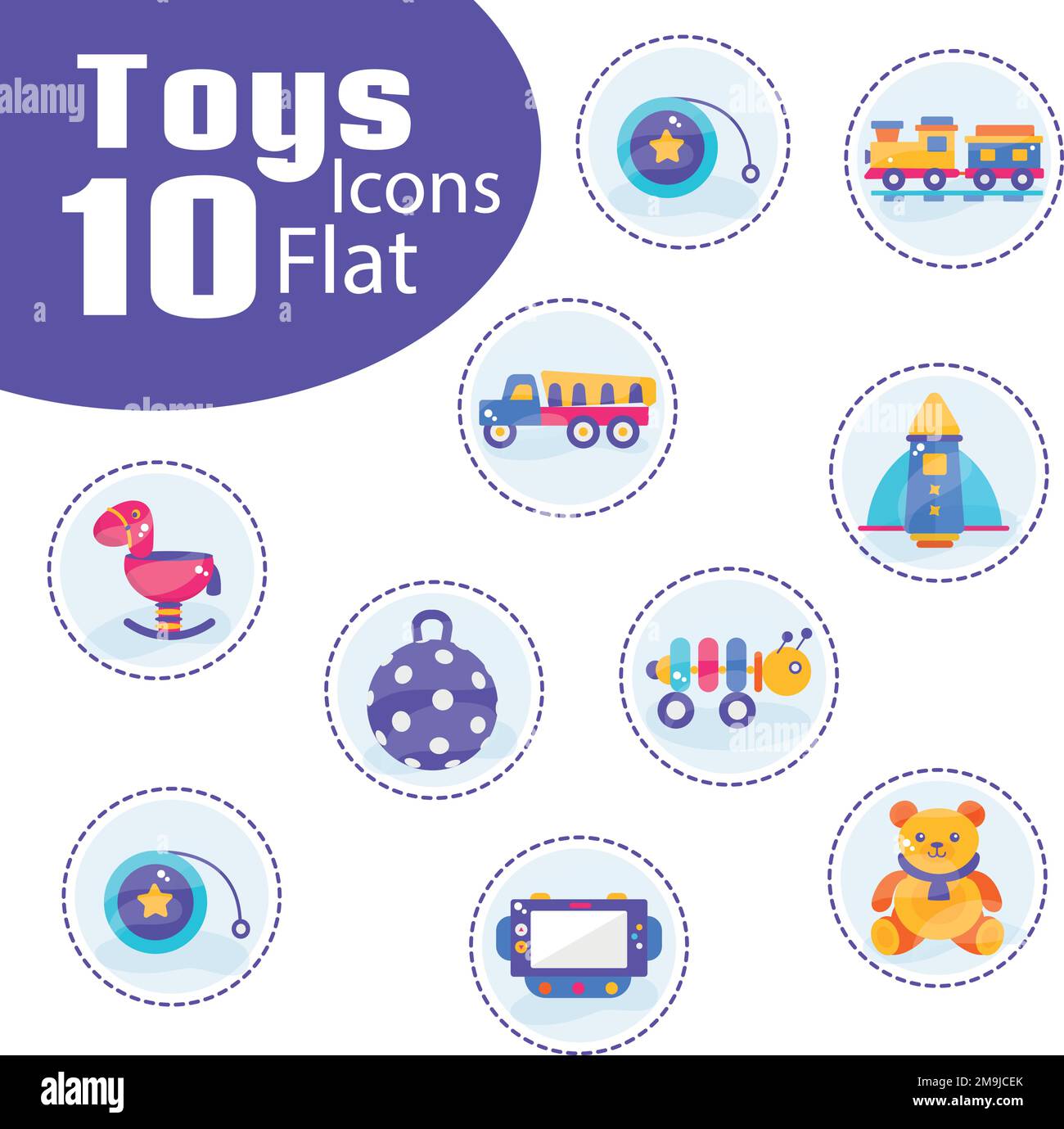 Set of colored toys icons Flat design Vector Stock Vector Image & Art ...