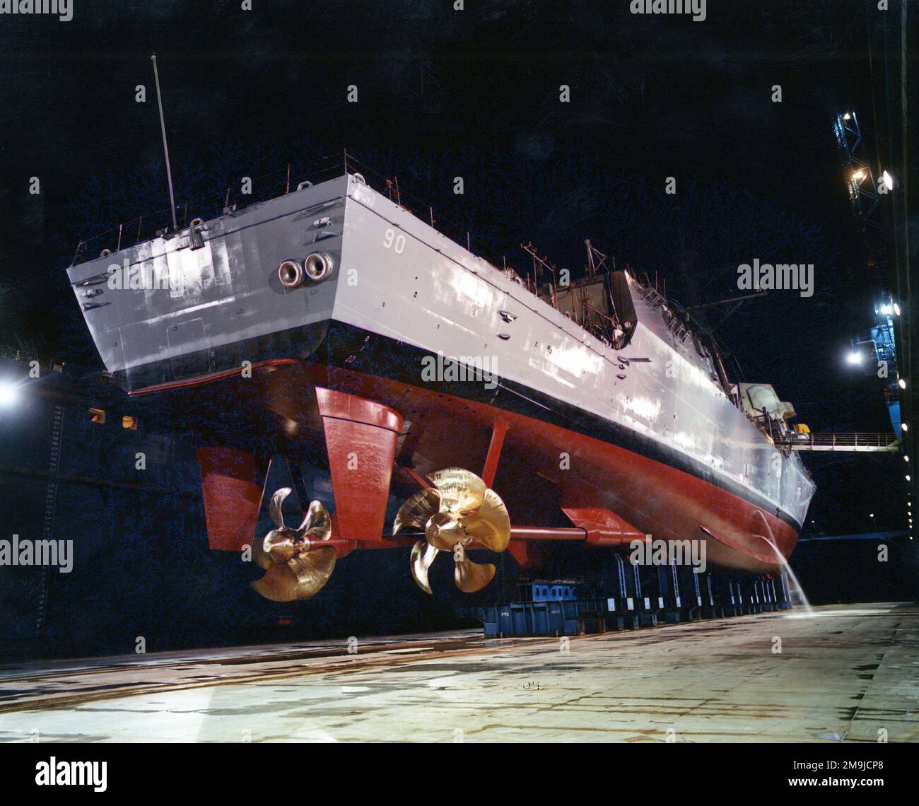 Starboard quarter stern view of the US Navy (USN) ARLEIGH BURKE CLASS ...