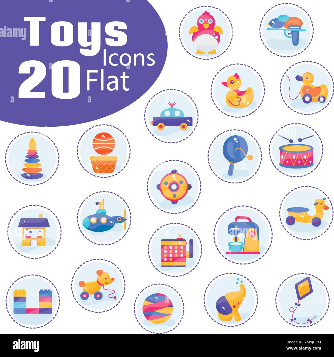 Set of colored toys icons Flat design Vector Stock Vector Image & Art ...