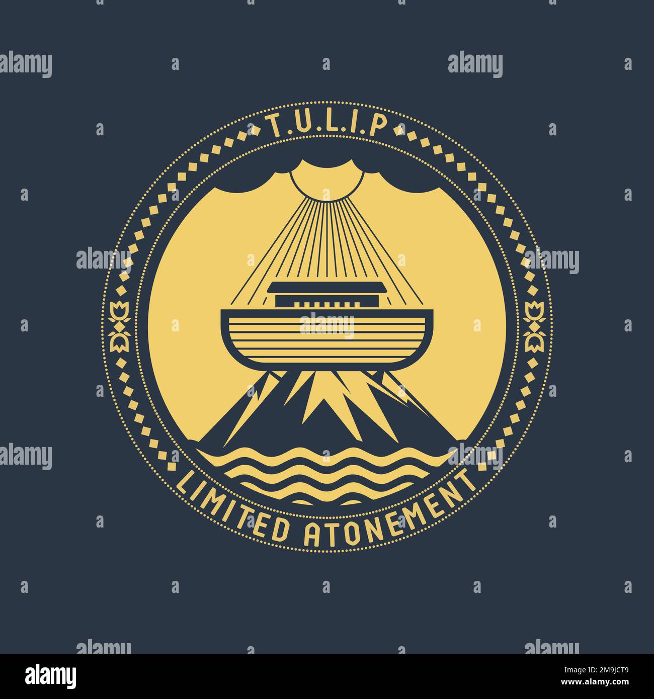 Christian vector illustration. John Calvin's Tulip. Limited atonement ...