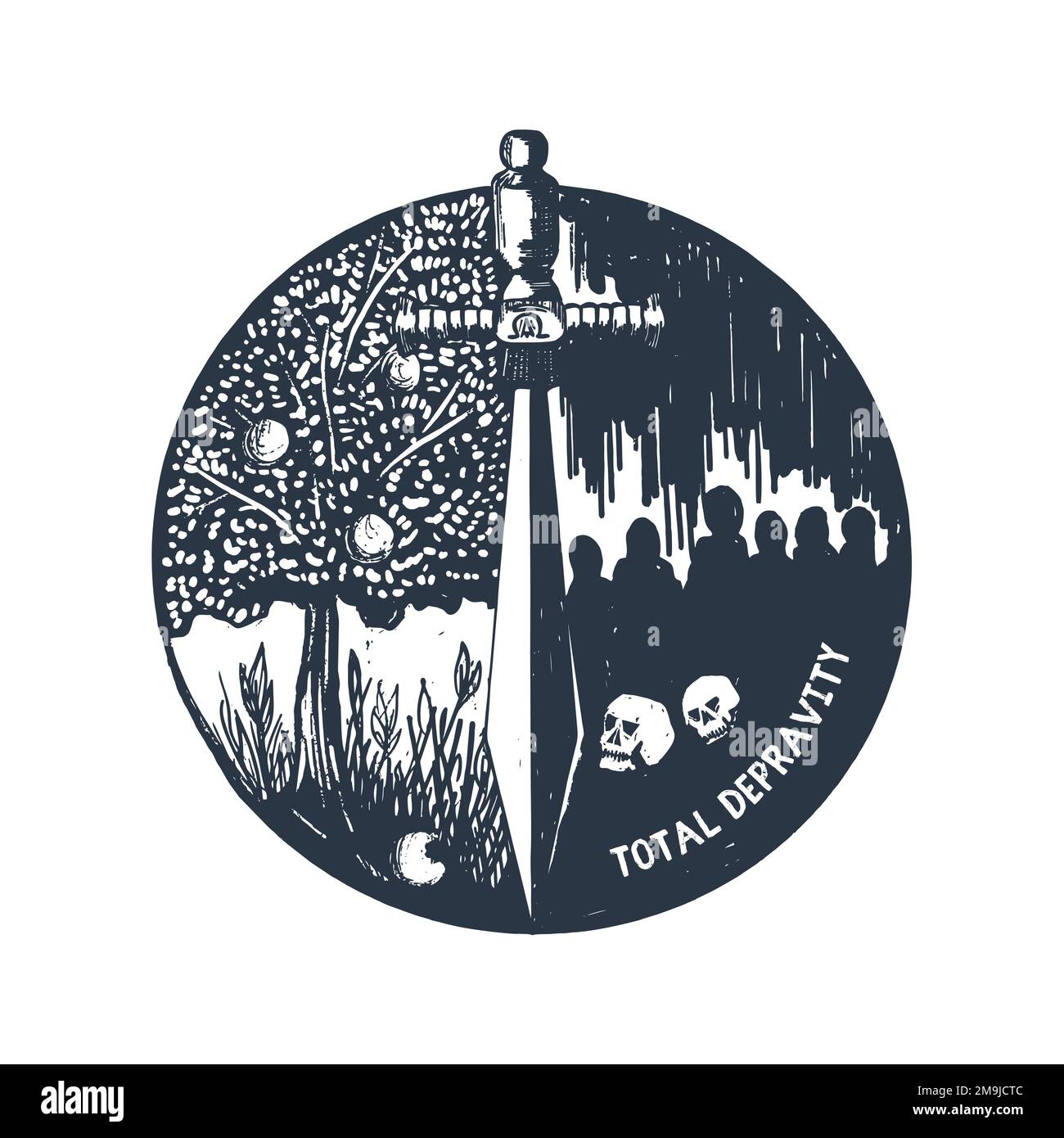 A hand-drawn Christian illustration. John Calvin's Tulip. Total ...