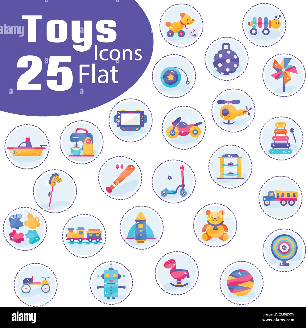 Set of colored toys icons Flat design Vector Stock Vector Image & Art ...