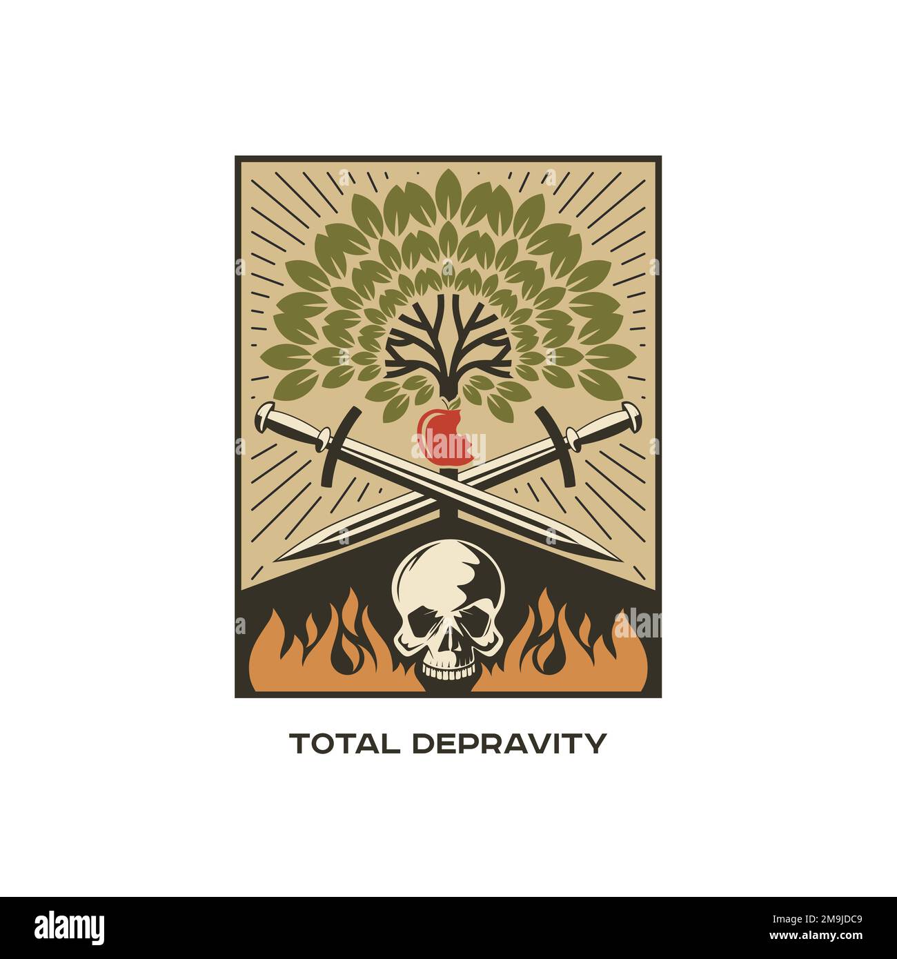 Christian vector illustration. John Calvin's Tulip. Total depravity ...