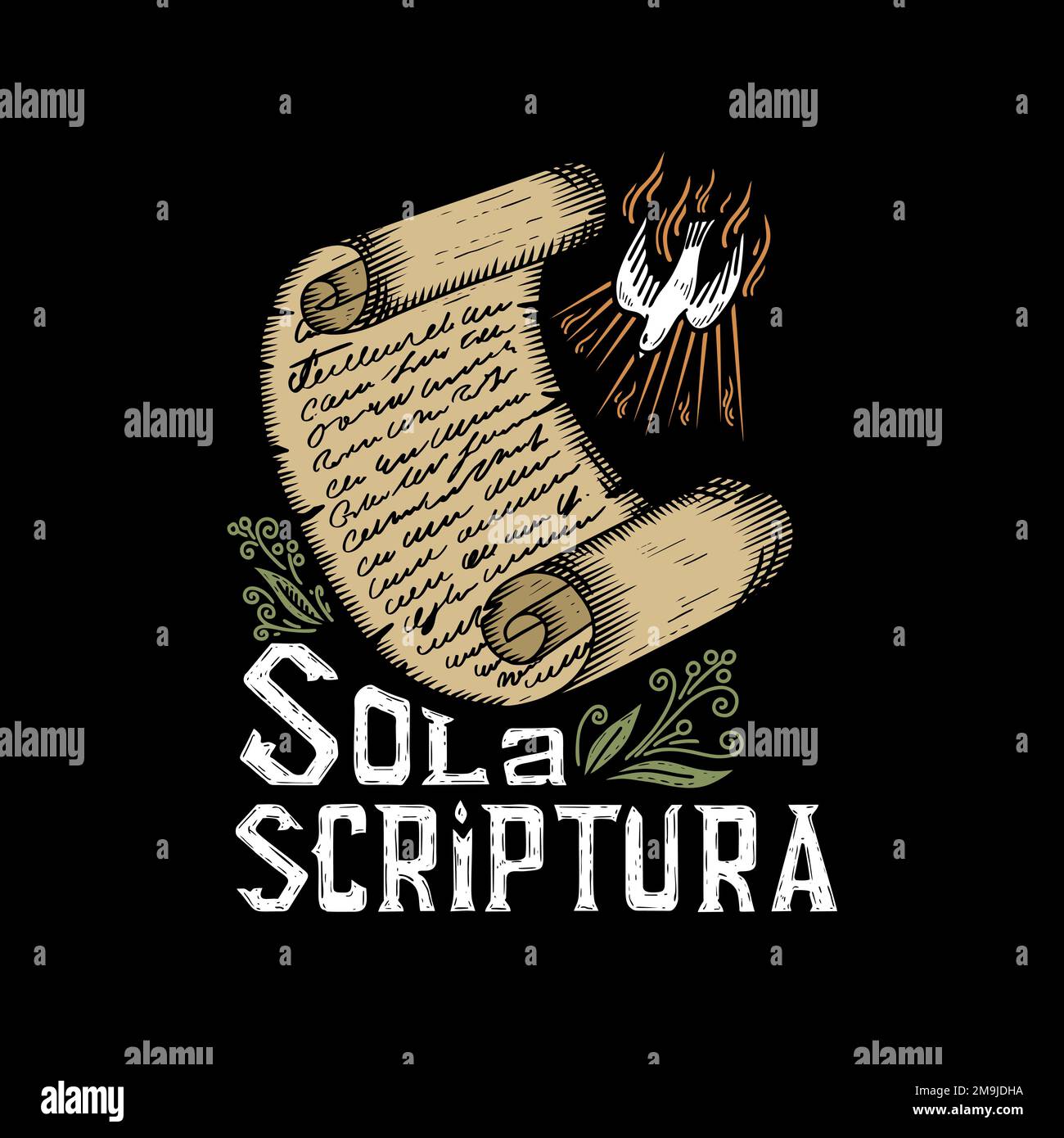 Hand-drawn Christian illustration. The Five Solas of the Reformation ...