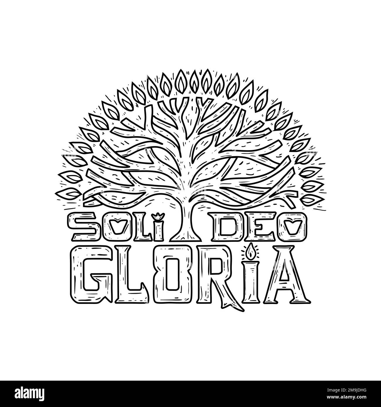 Hand-drawn Christian illustration. The Five Solas of the Reformation ...