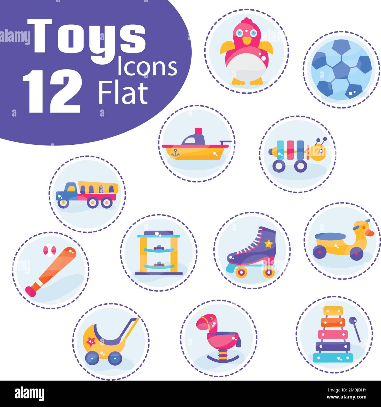 Set of colored toys icons Flat design Vector Stock Vector Image & Art ...