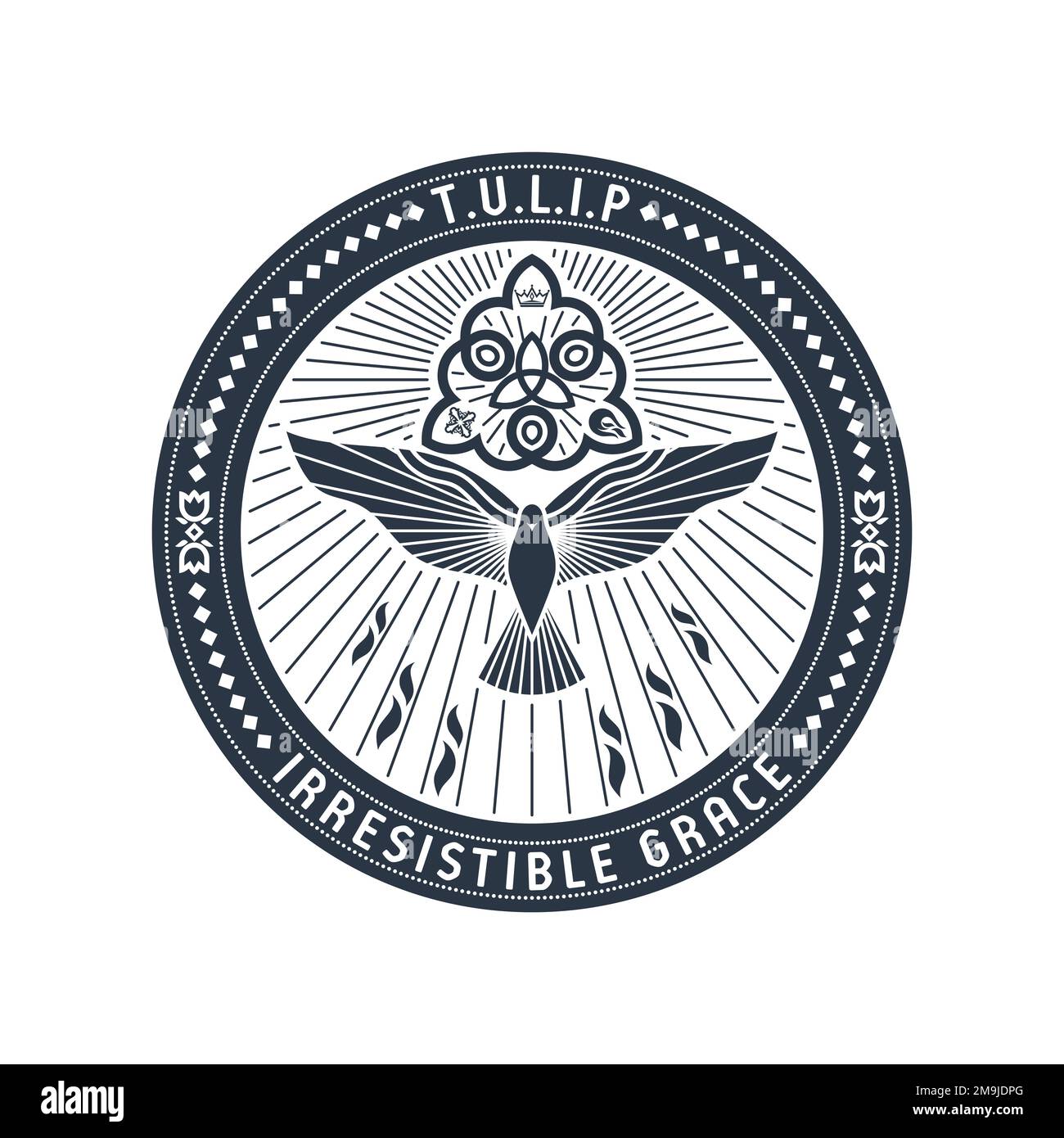 Christian vector illustration. John Calvin's Tulip. Irresistible grace ...