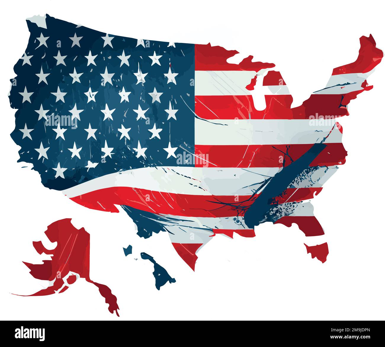 Realistic abstract flag of USA in the form of a map of america ...