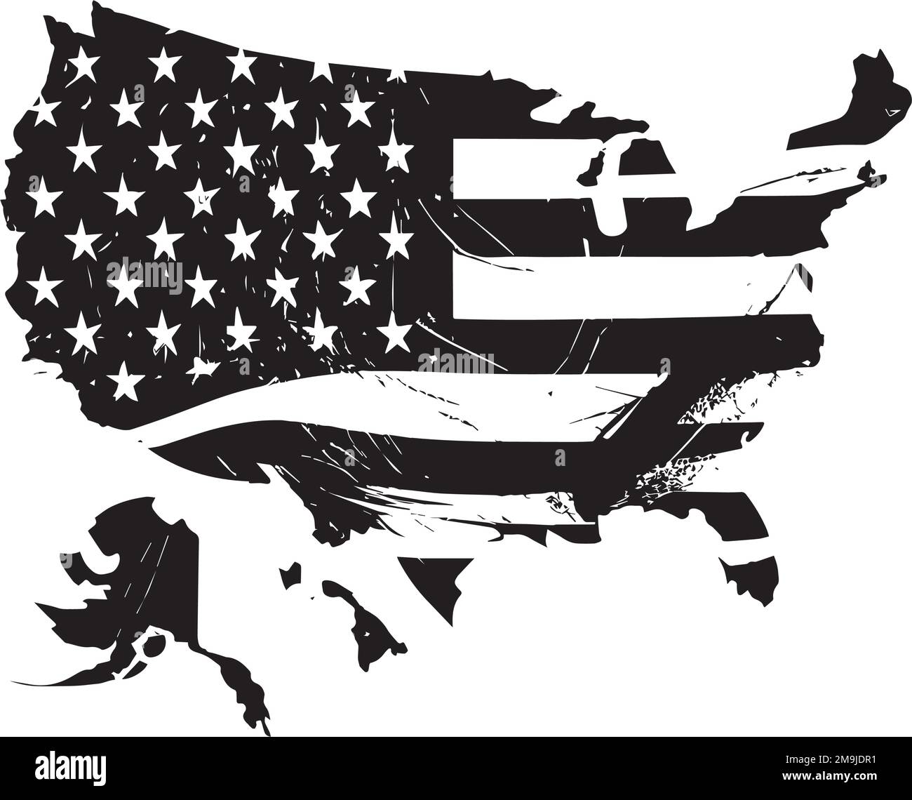 Realistic abstract flag of USA in the form of a map of america ...