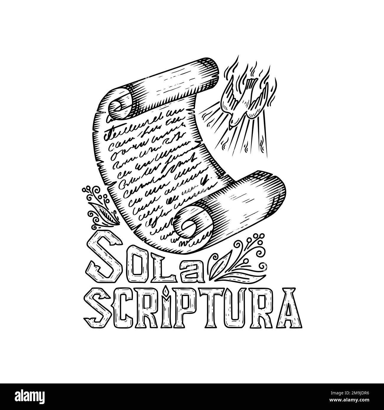 Hand-drawn Christian illustration. The Five Solas of the Reformation ...