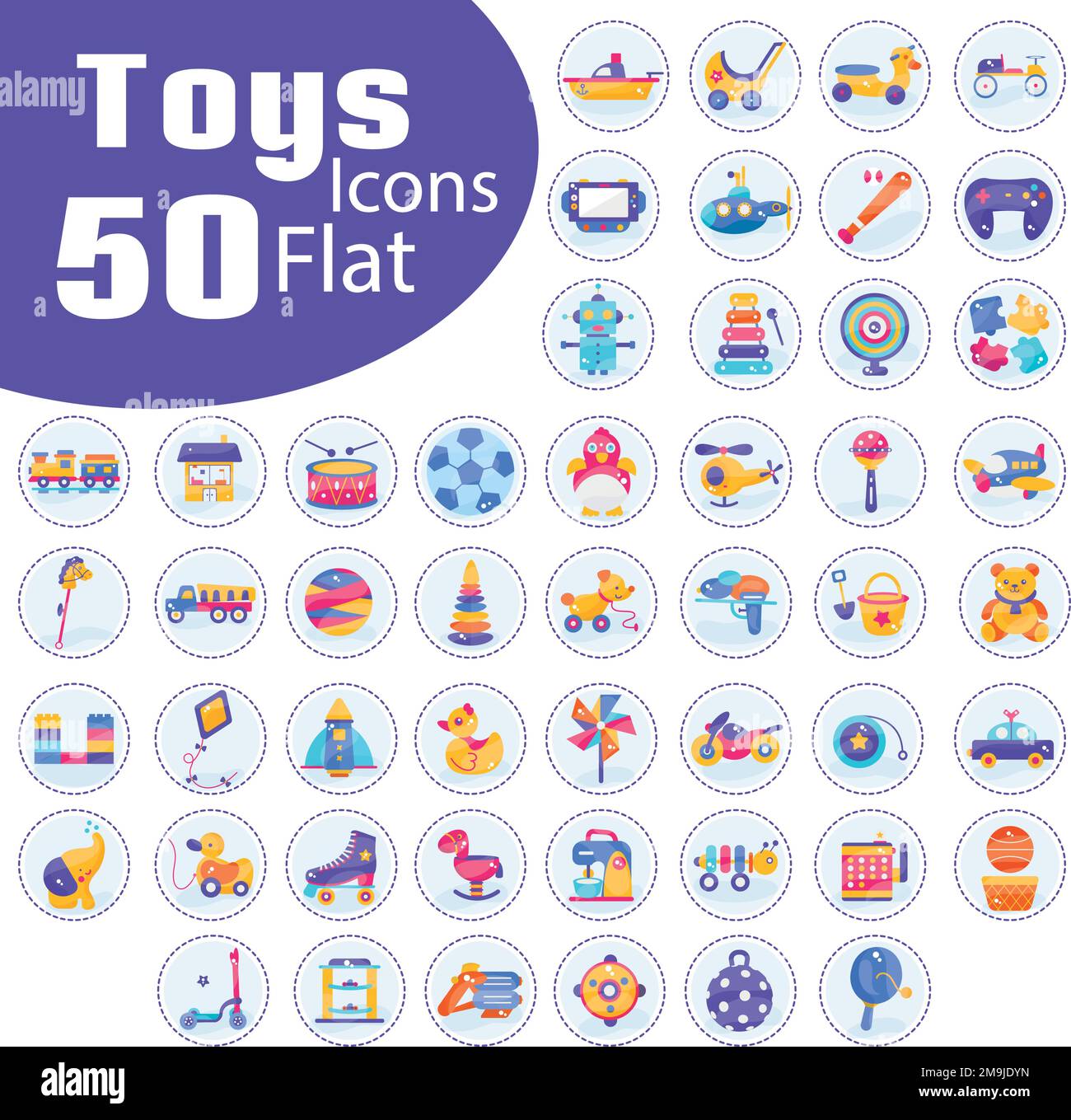 Set of colored toys icons Flat design Vector Stock Vector Image & Art ...