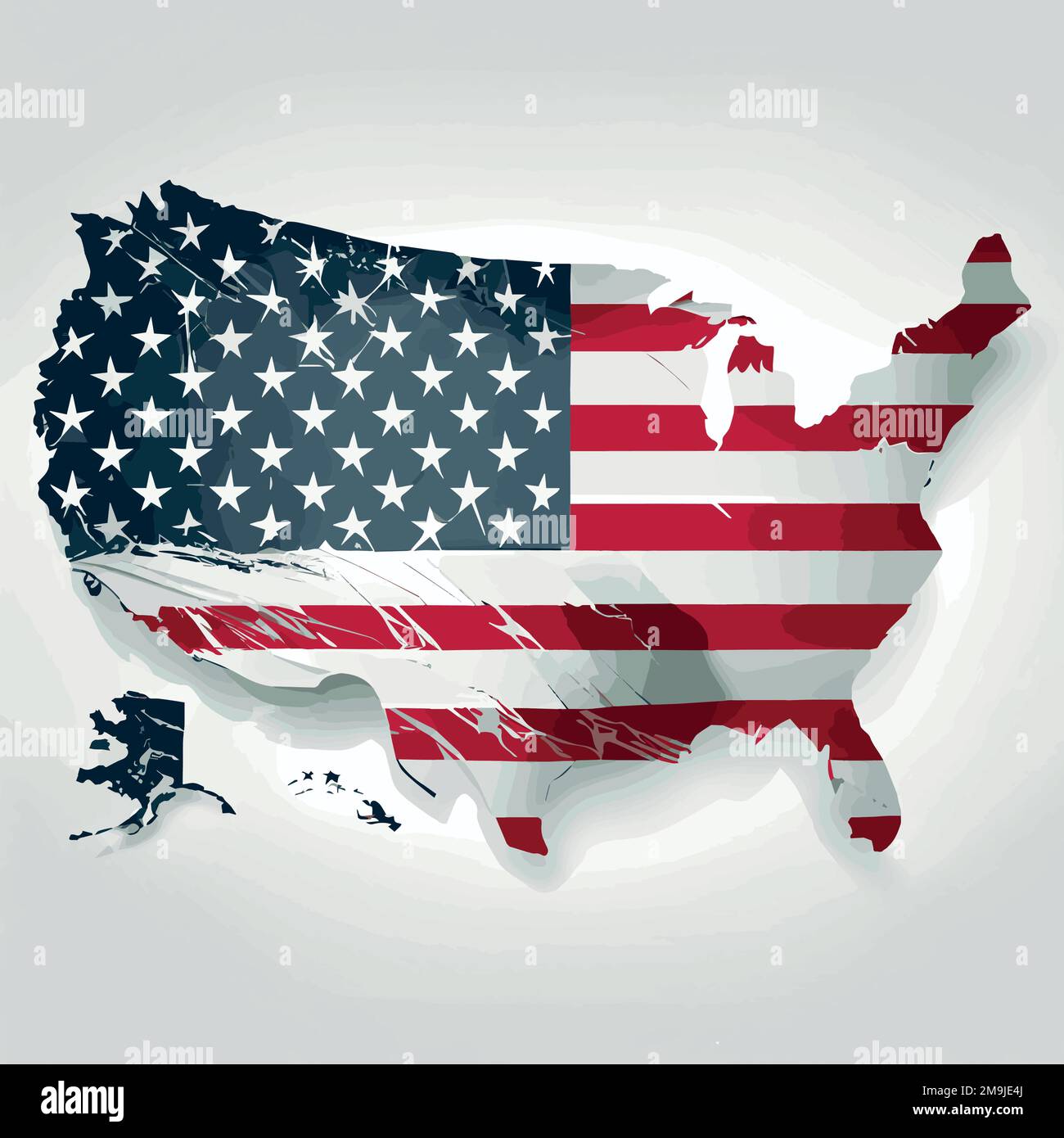 Realistic abstract flag of USA in the form of a map of america ...