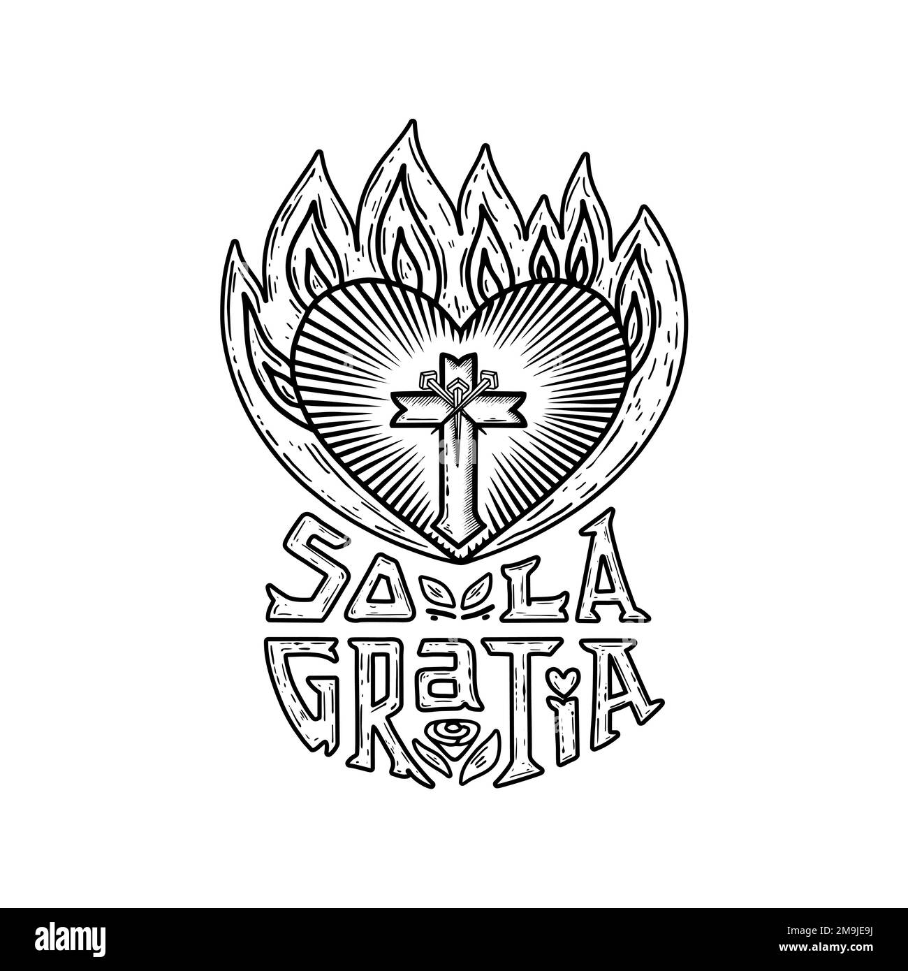 Hand-drawn Christian illustration. The Five Solas of the Reformation ...