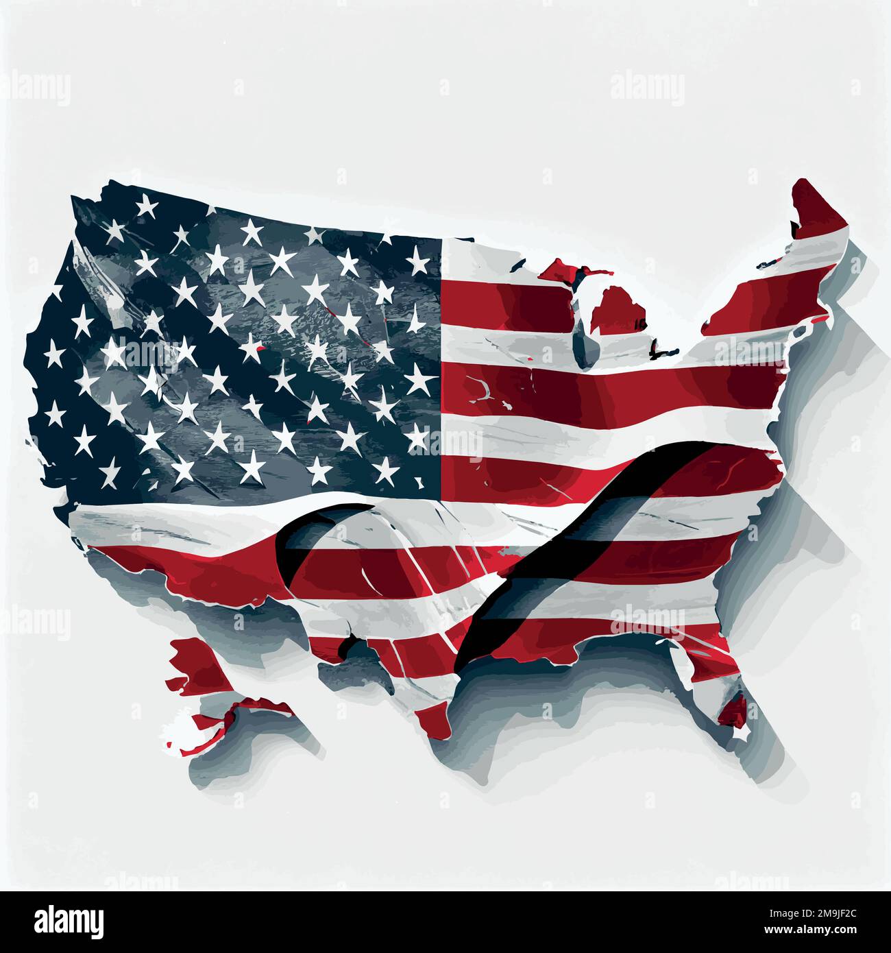 Realistic abstract flag of USA in the form of a map of america ...