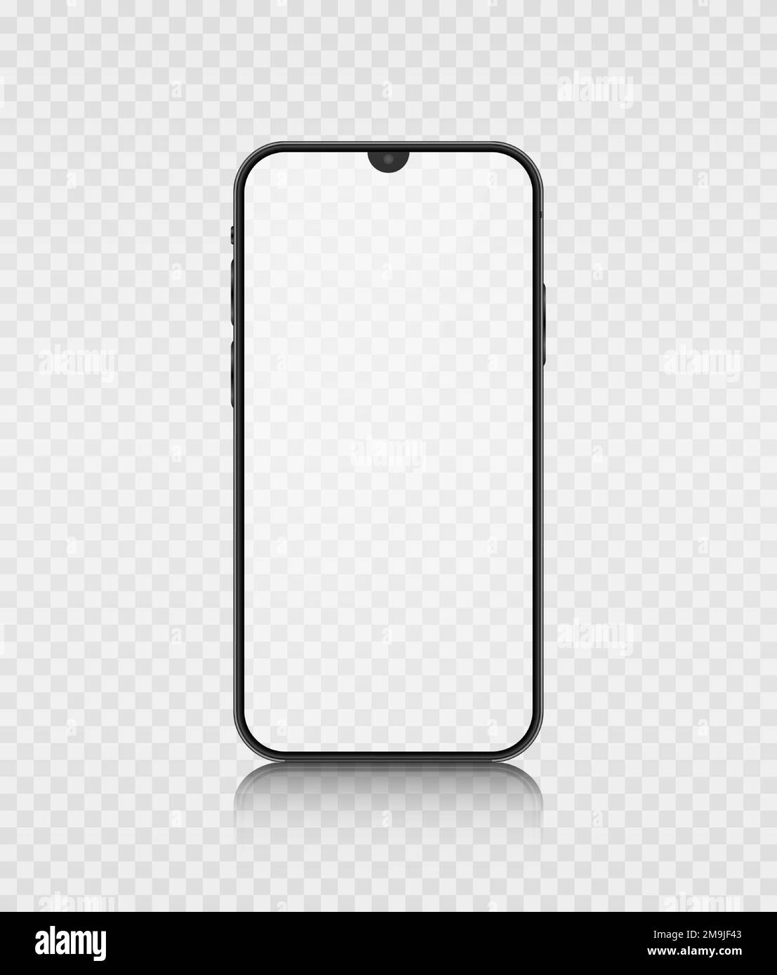 Realistic smartphone model with transparent screens. 3D mobile phone on ...