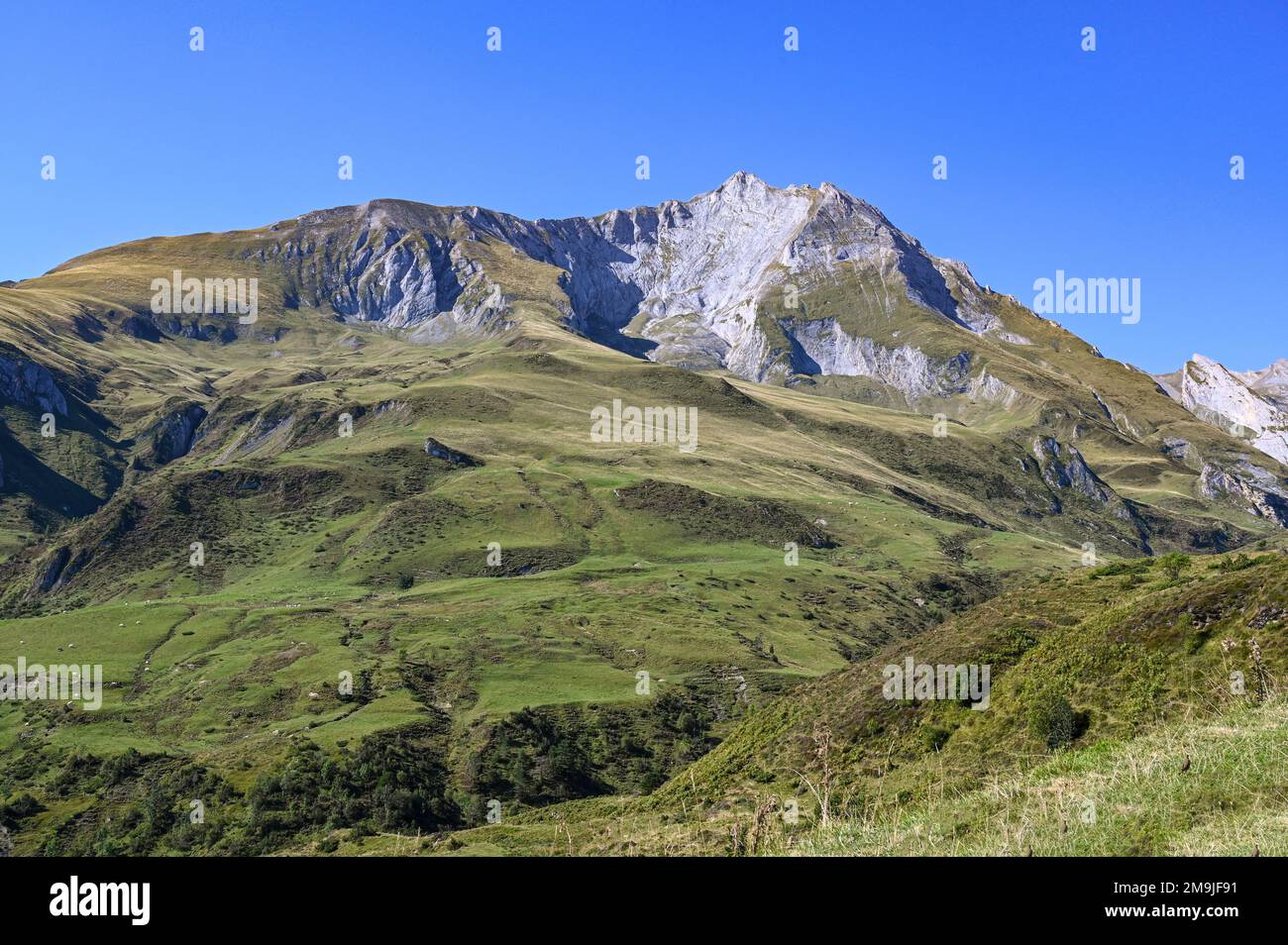 The landsape of the Col du Soulor in the French Pyrenees Stock Photo ...