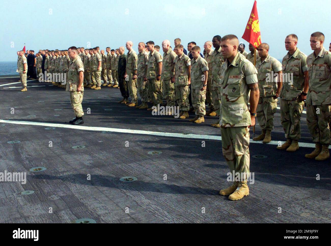 Marines of the 24th Marine Expeditionary Unit (MEU), on the deck of the ...
