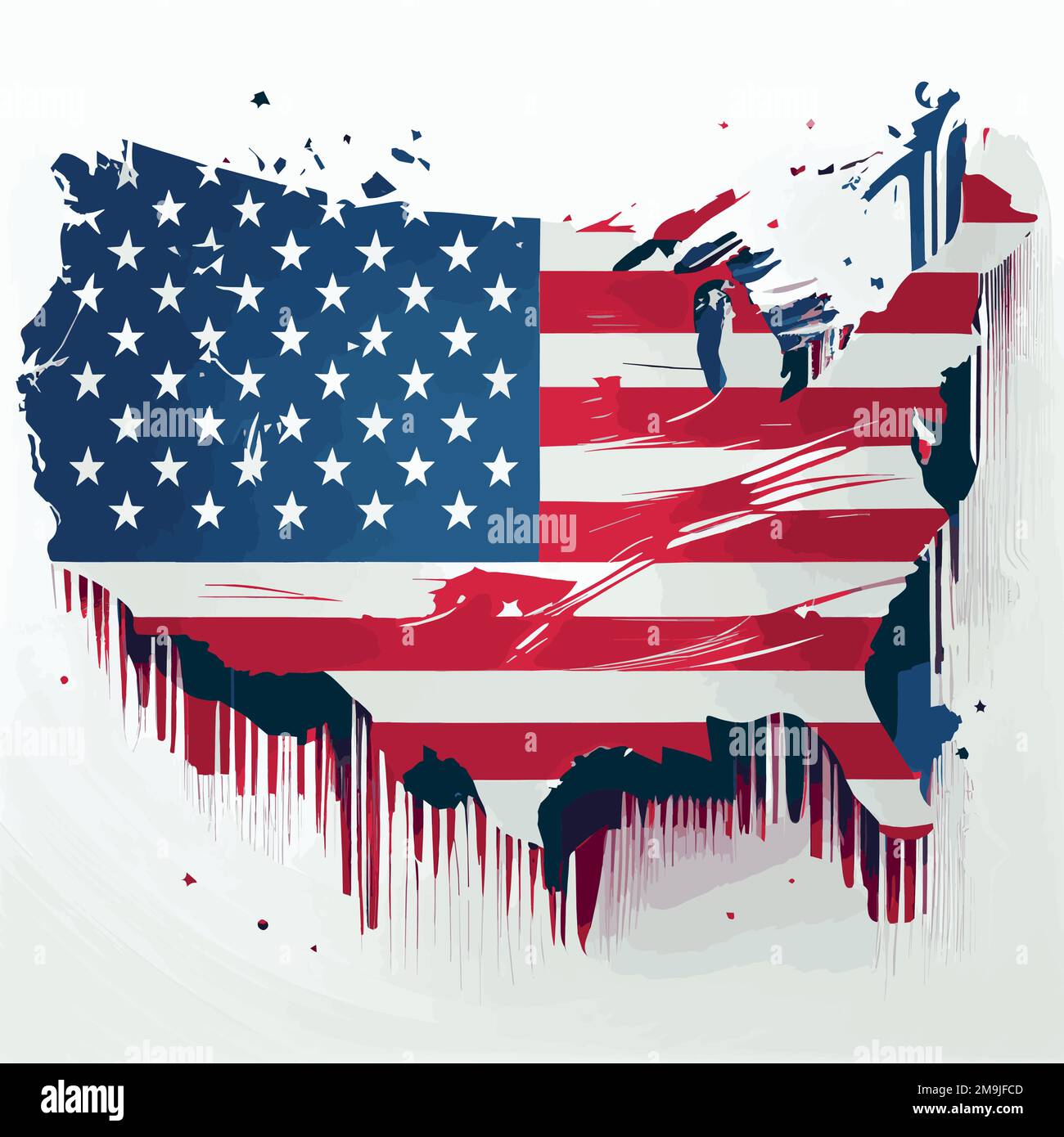 Realistic abstract flag of USA in the form of a map of america ...
