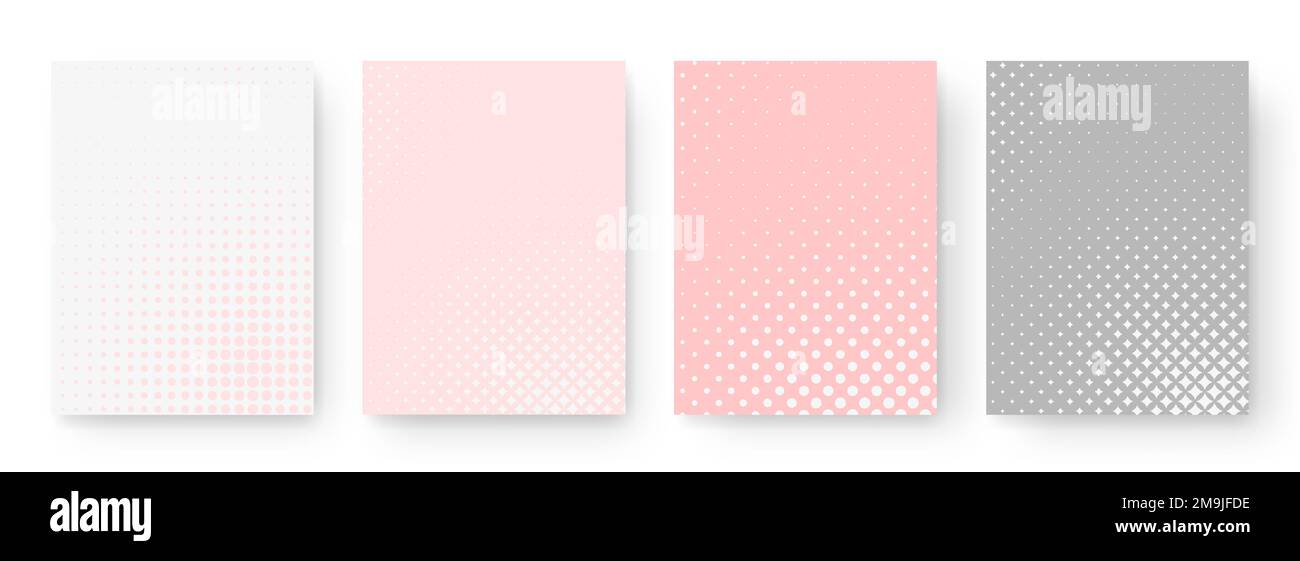 A set of paper layouts in pastel colors with a halftone pattern on a ...