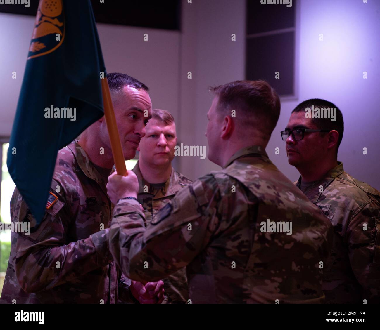 U.S. Army Lt. Col. Michael Dryer, 1st Space Battalion commander, takes ...