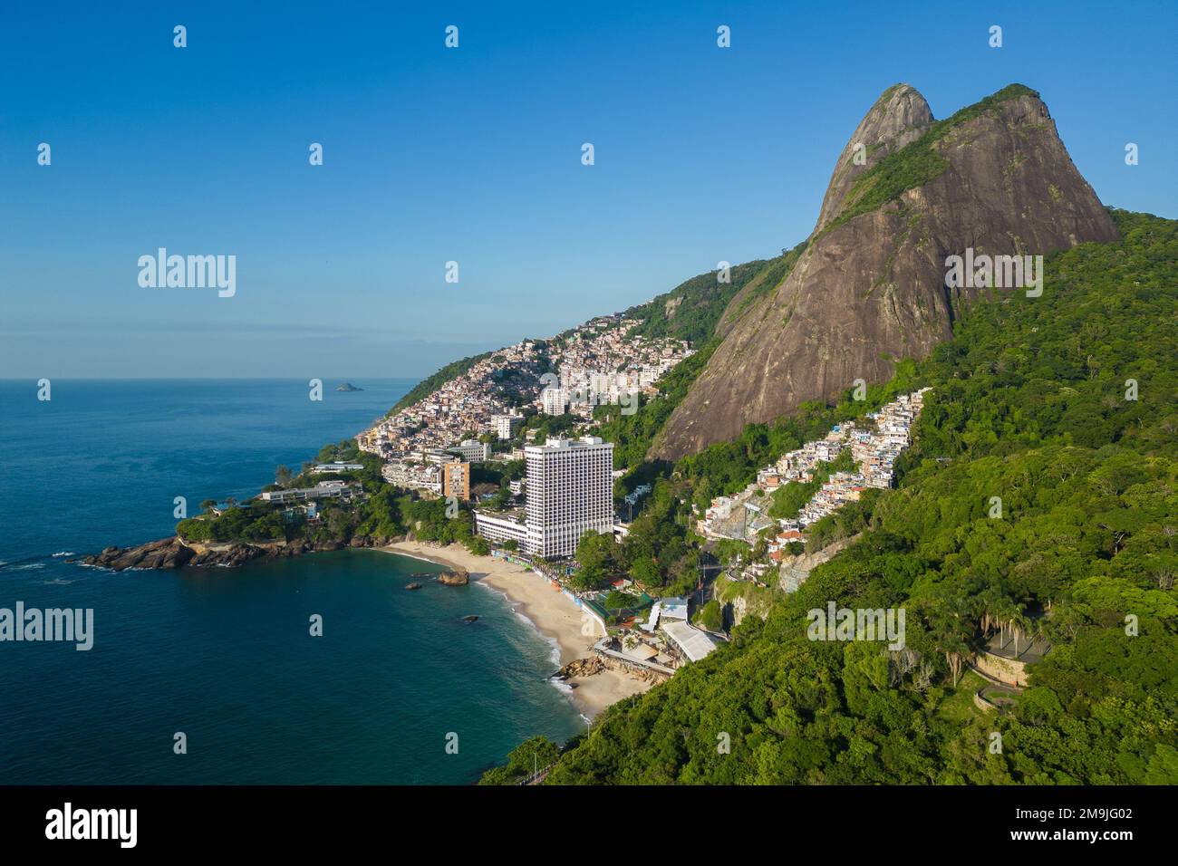 Aerial View of Two Brothers Mountain With Vidigal Slum on Side of It ...