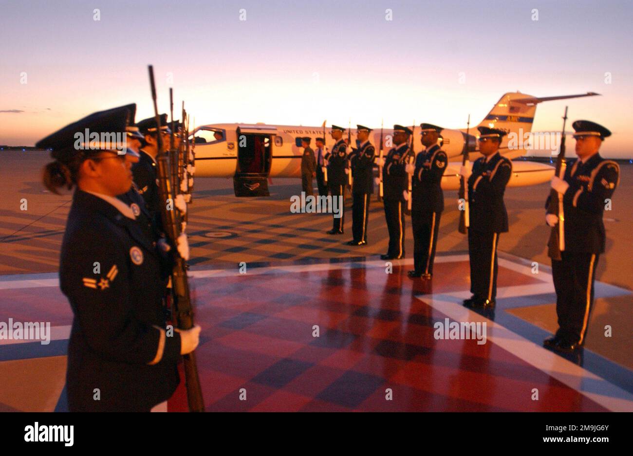 Vandenberg Air Force Base's (AFB) Honor Guard stands ready to receive ...