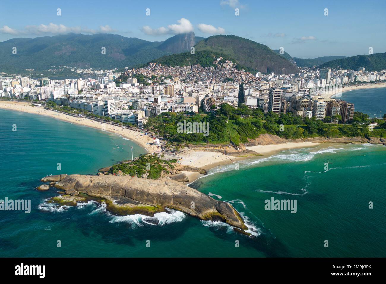Aerial View of Arpoador Rock and Ipanema Beach in Rio de Janeiro ...
