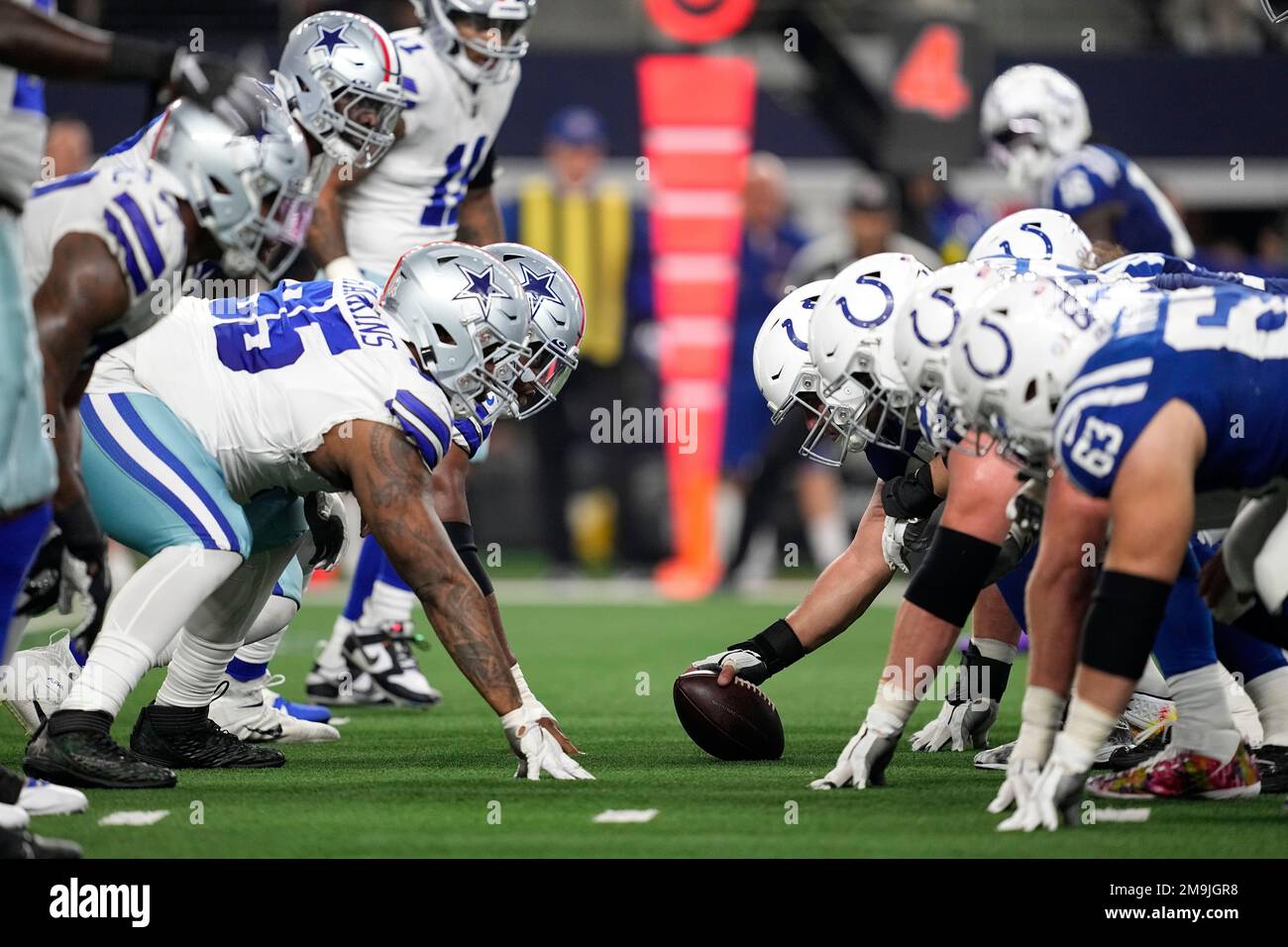 The Dallas Cowboys line up against the Indianapolis Colts during an NFL ...