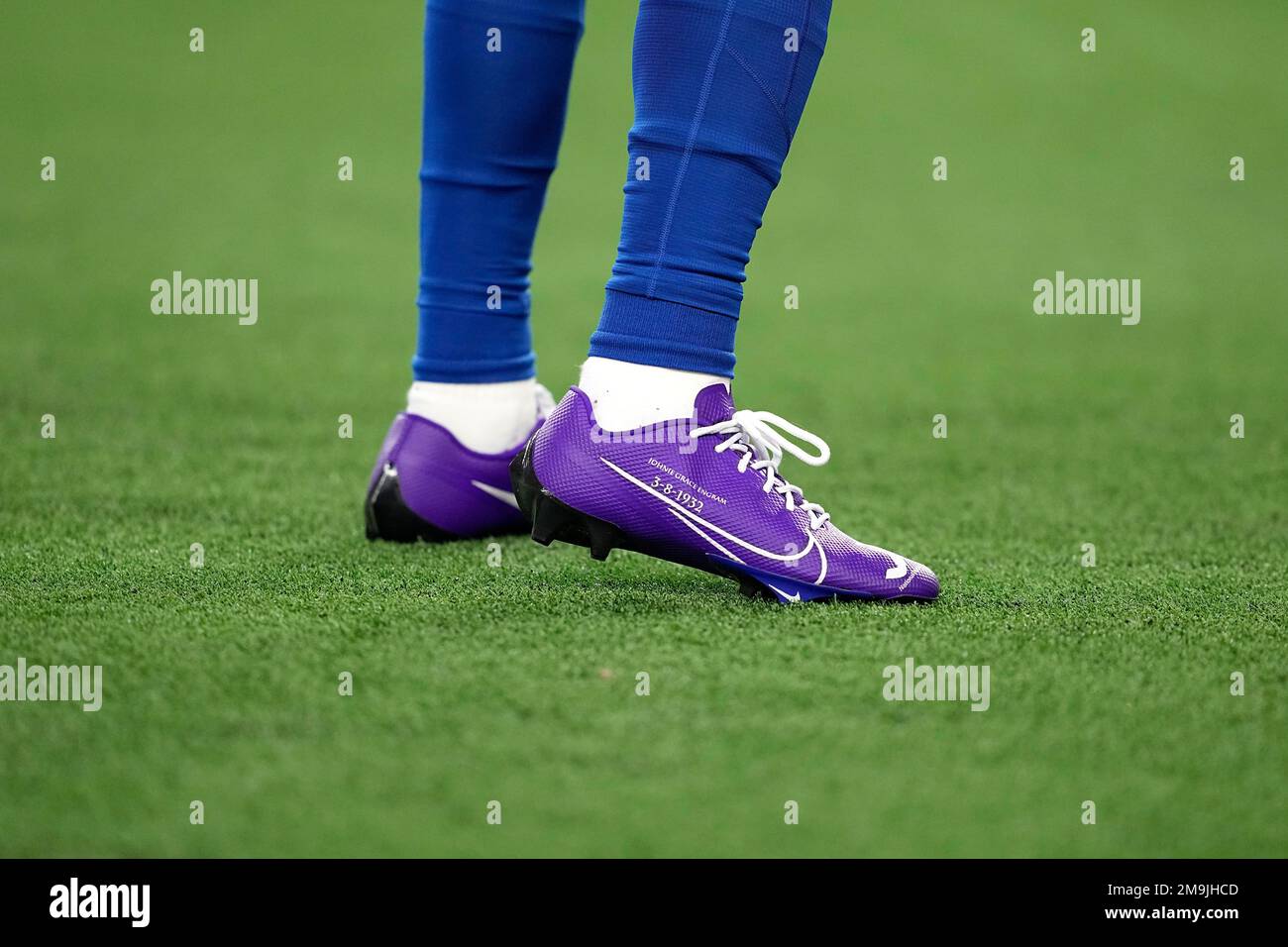 The cleats of Indianapolis Colts cornerback Dallis Flowers are shown as ...