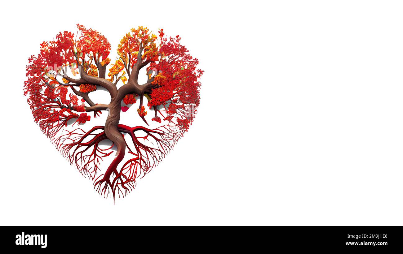Heart tree illustration isolated on white background with copy space ...