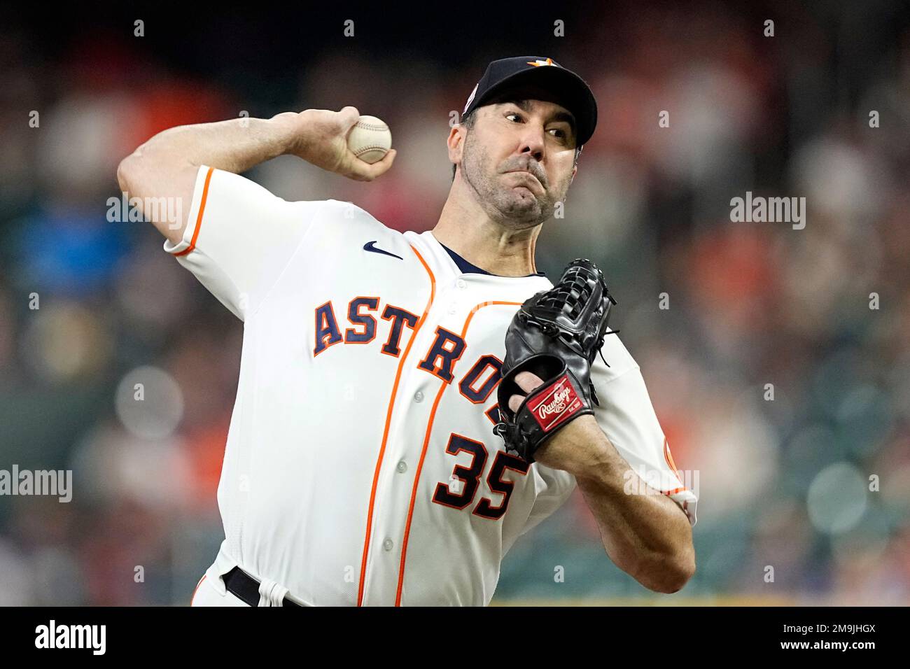 FILE - Houston Astros starting pitcher Justin Verlander throws against ...