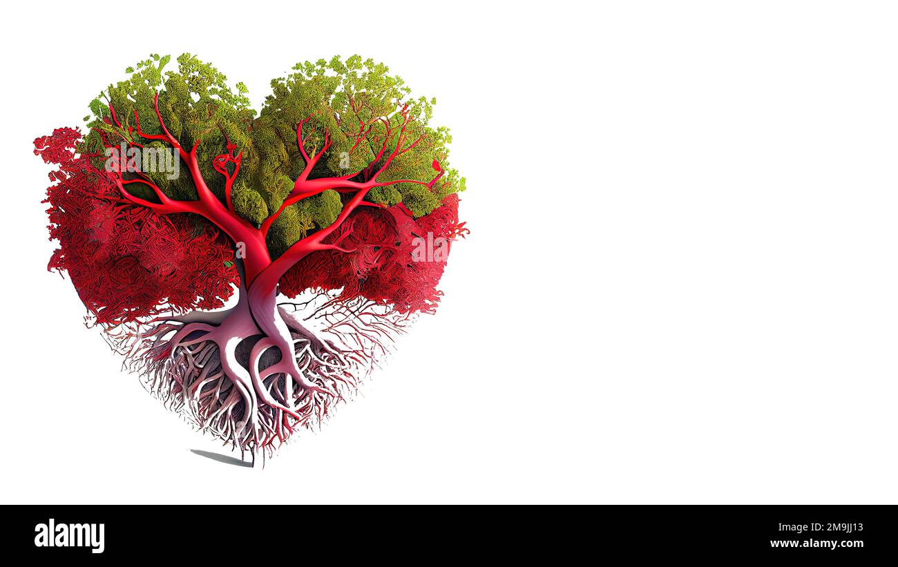 Heart tree illustration isolated on white background with copy space ...