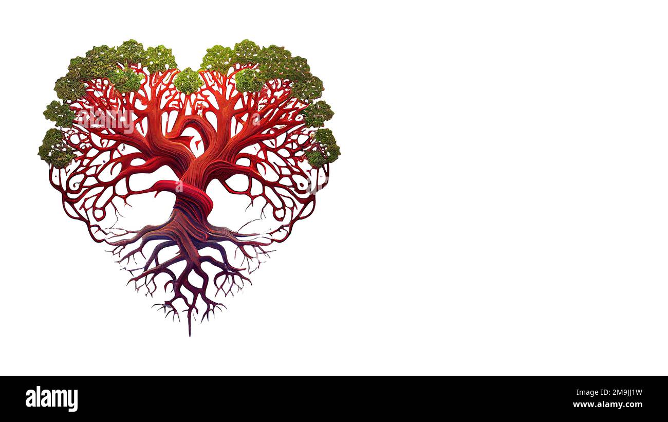 Heart tree illustration isolated on white background with copy space ...