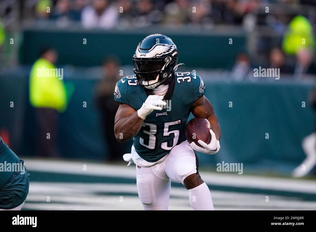 Philadelphia Eagles running back Boston Scott in action during an NFL ...
