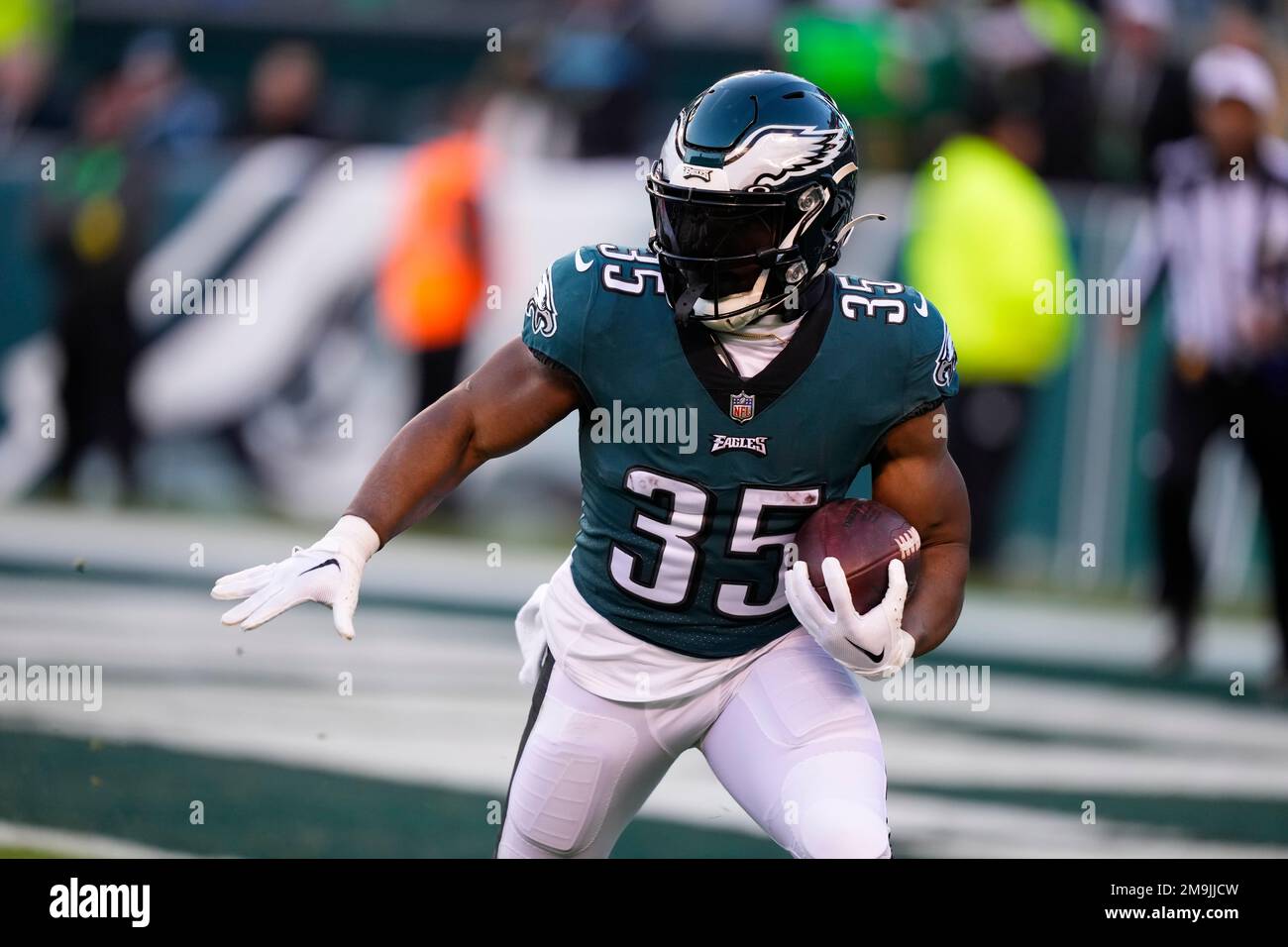 Philadelphia Eagles running back Boston Scott in action during an NFL ...