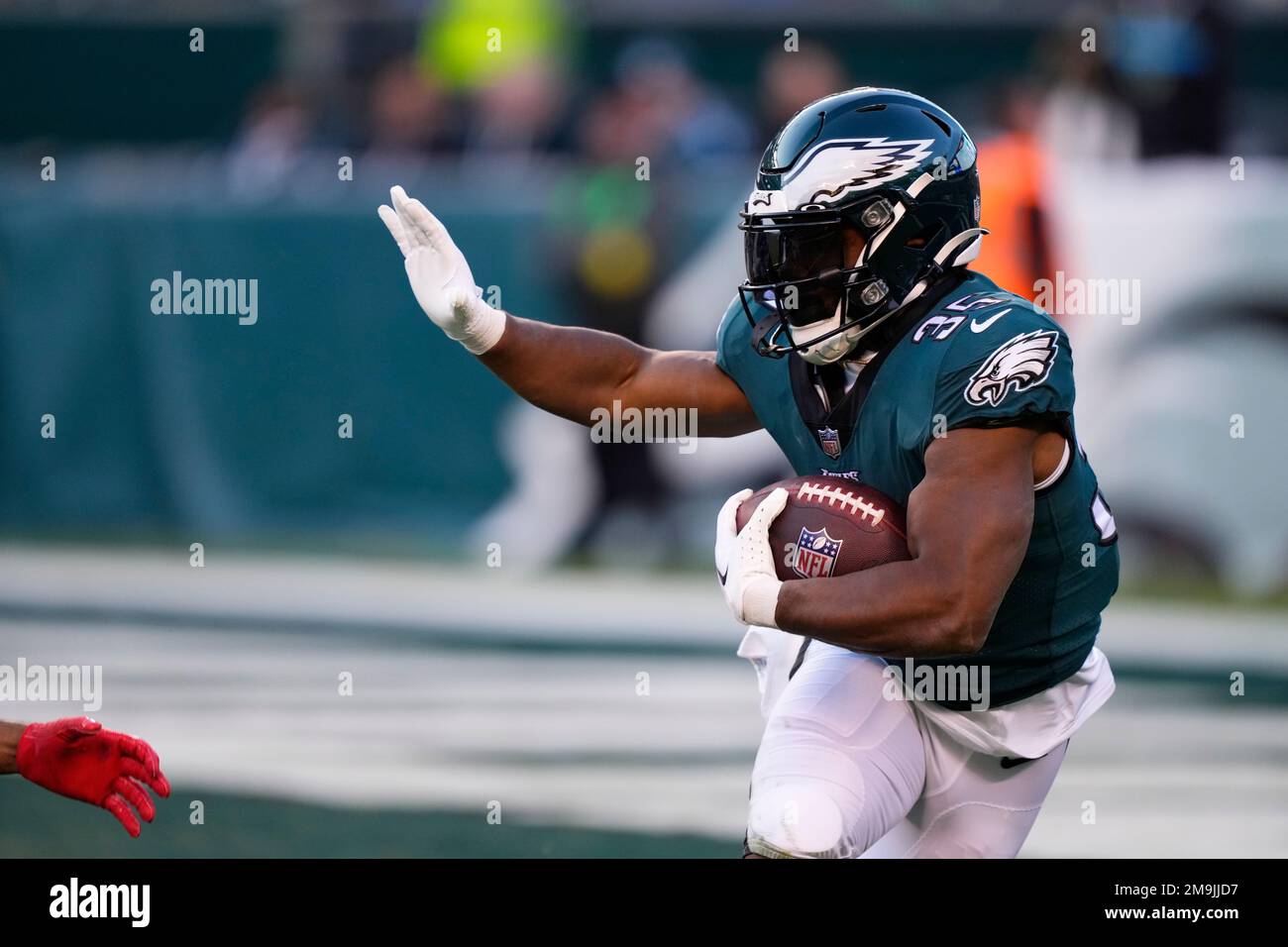 Philadelphia Eagles running back Boston Scott in action during an NFL ...
