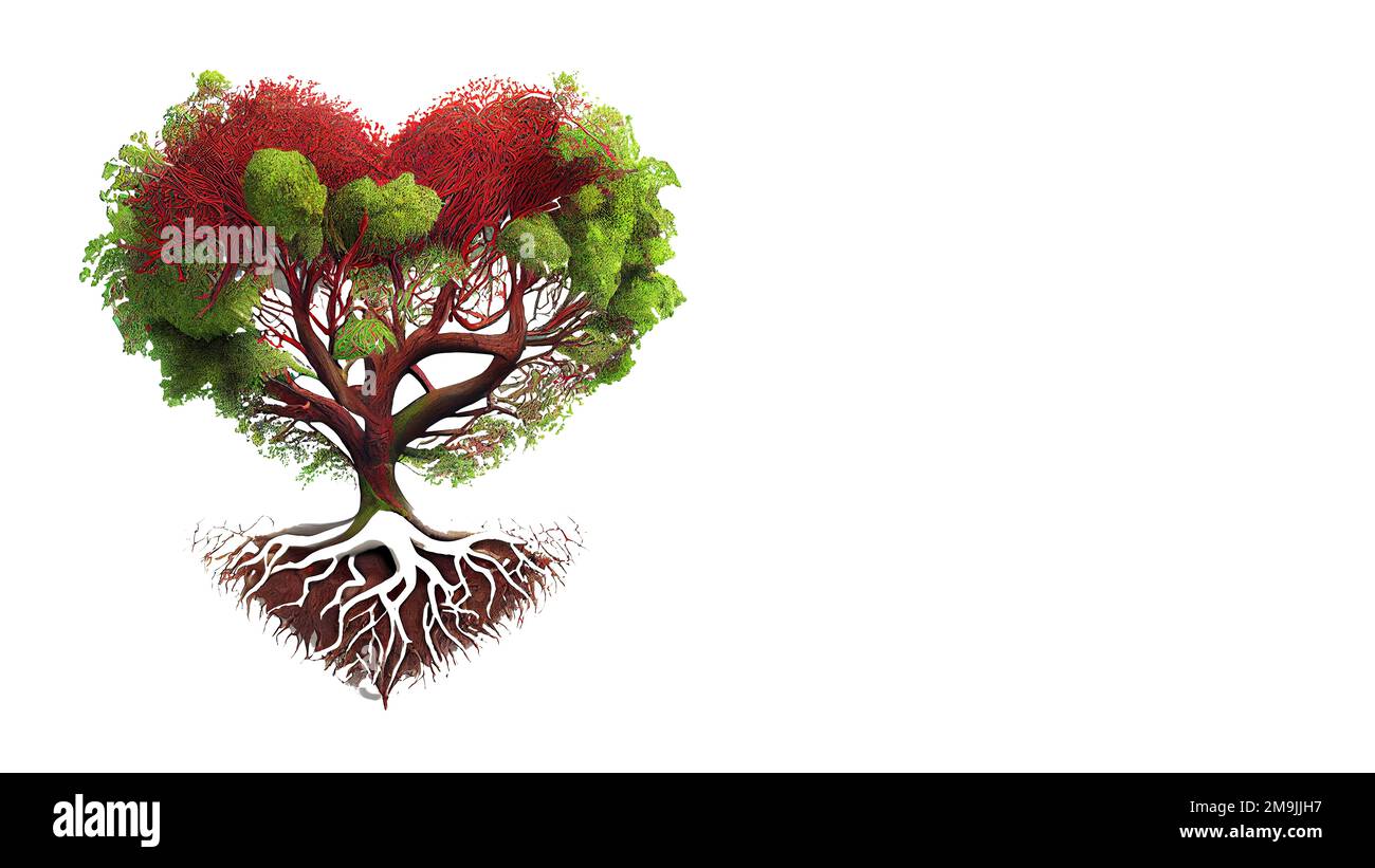 Heart tree illustration isolated on white background with copy space ...