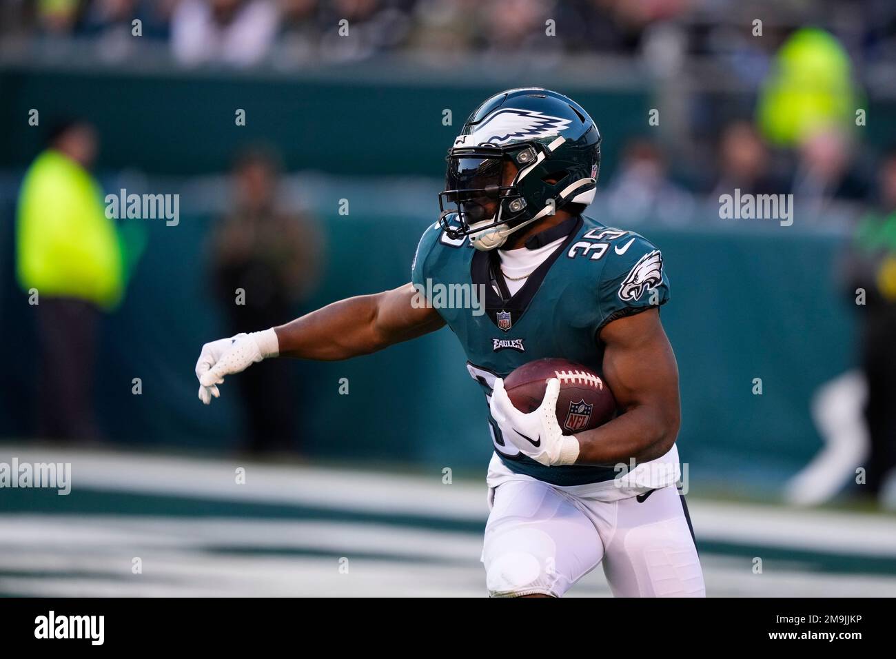 Philadelphia Eagles running back Boston Scott in action during an NFL ...