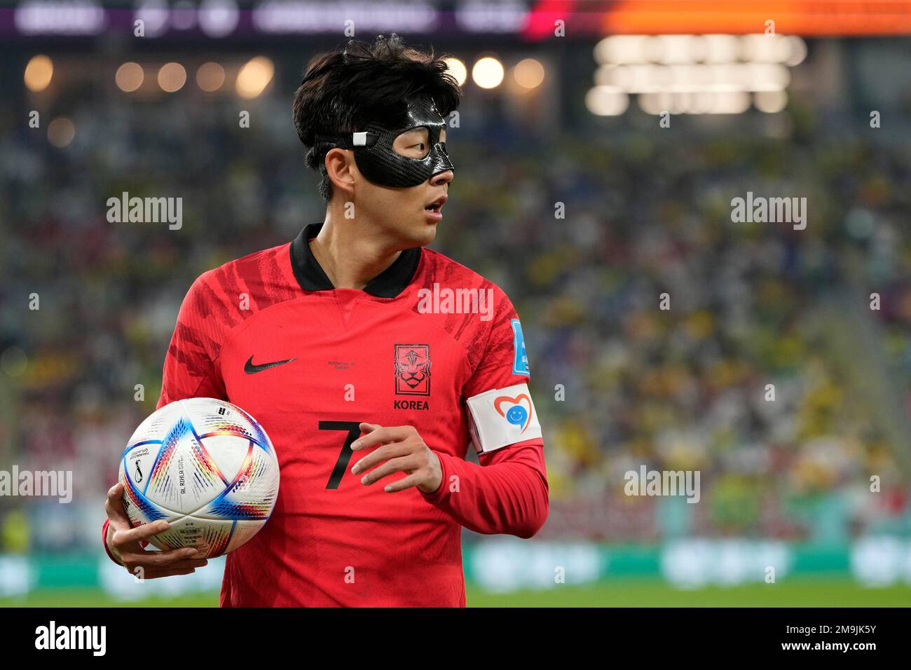 South Korea's Son Heung-min walks with the ball during the World Cup ...