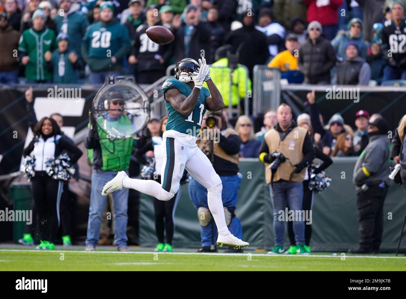Philadelphia Eagles wide receiver A.J. Brown catches a pass to score a ...