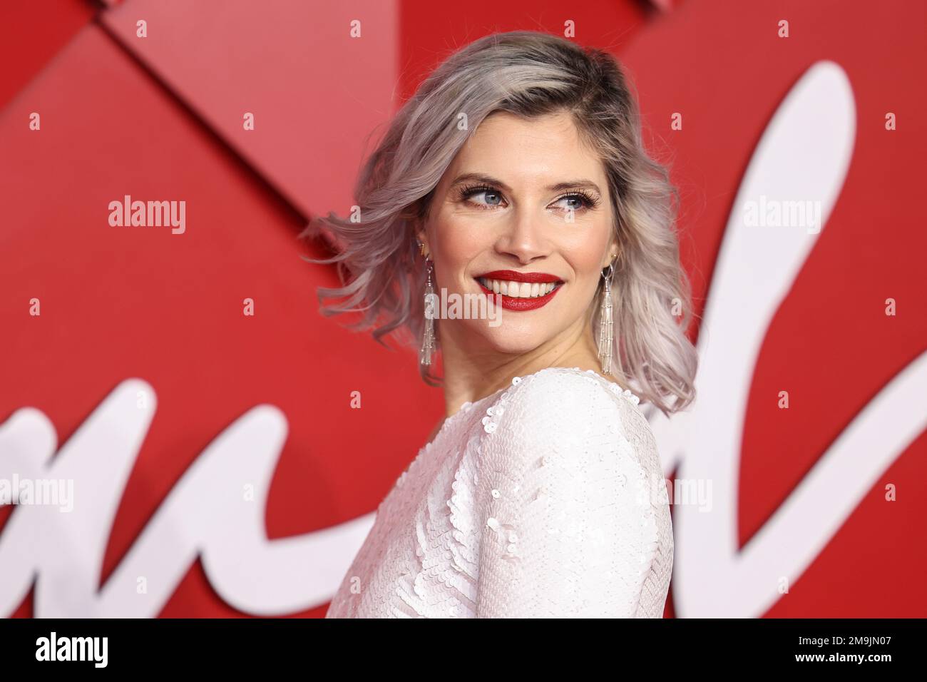 Pips Taylor Poses For Photographers Upon Arrival At The British Fashion Awards In London Monday