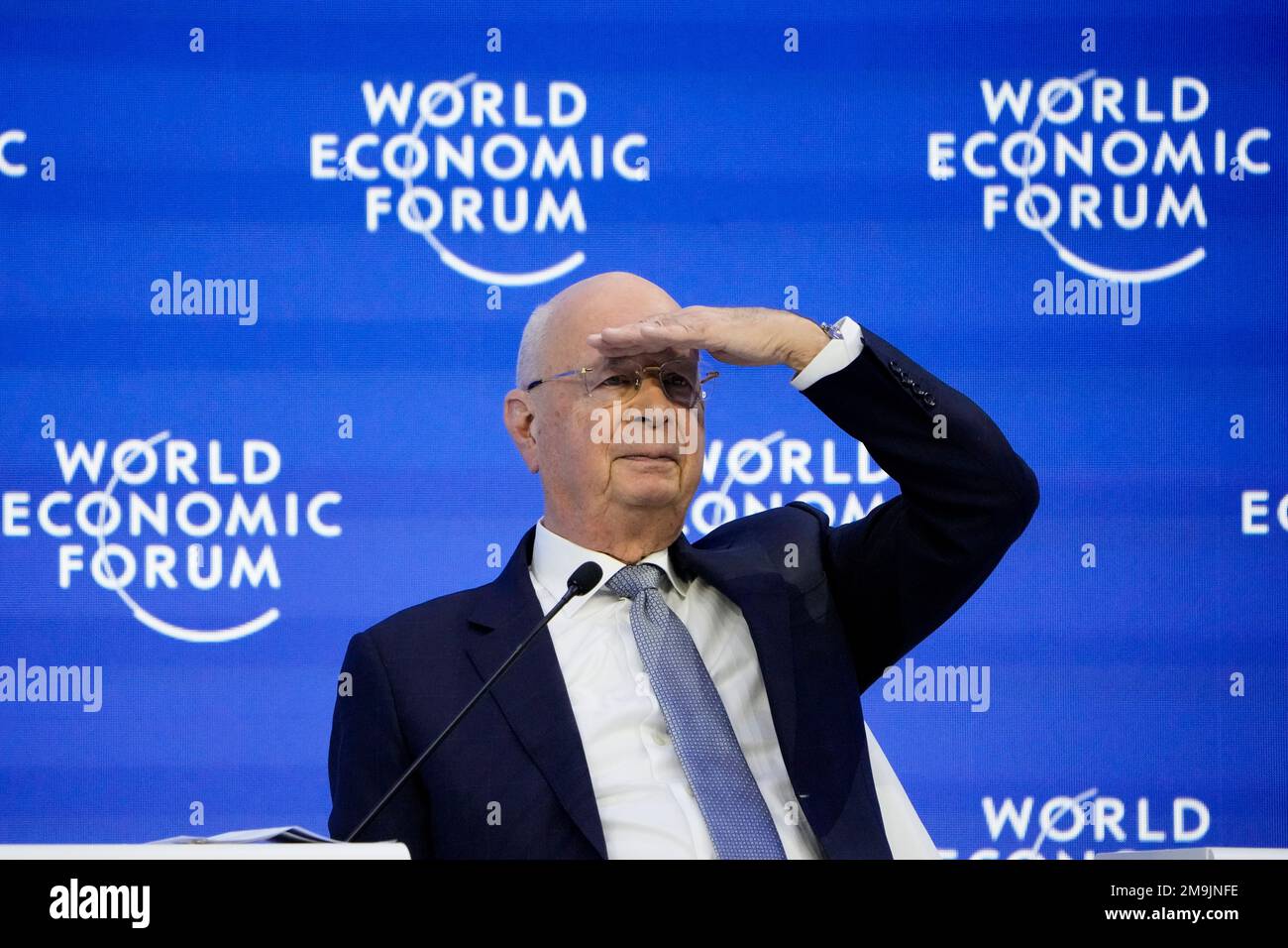 Klaus Schwab, President and founder of the World Economic Forum looks ...