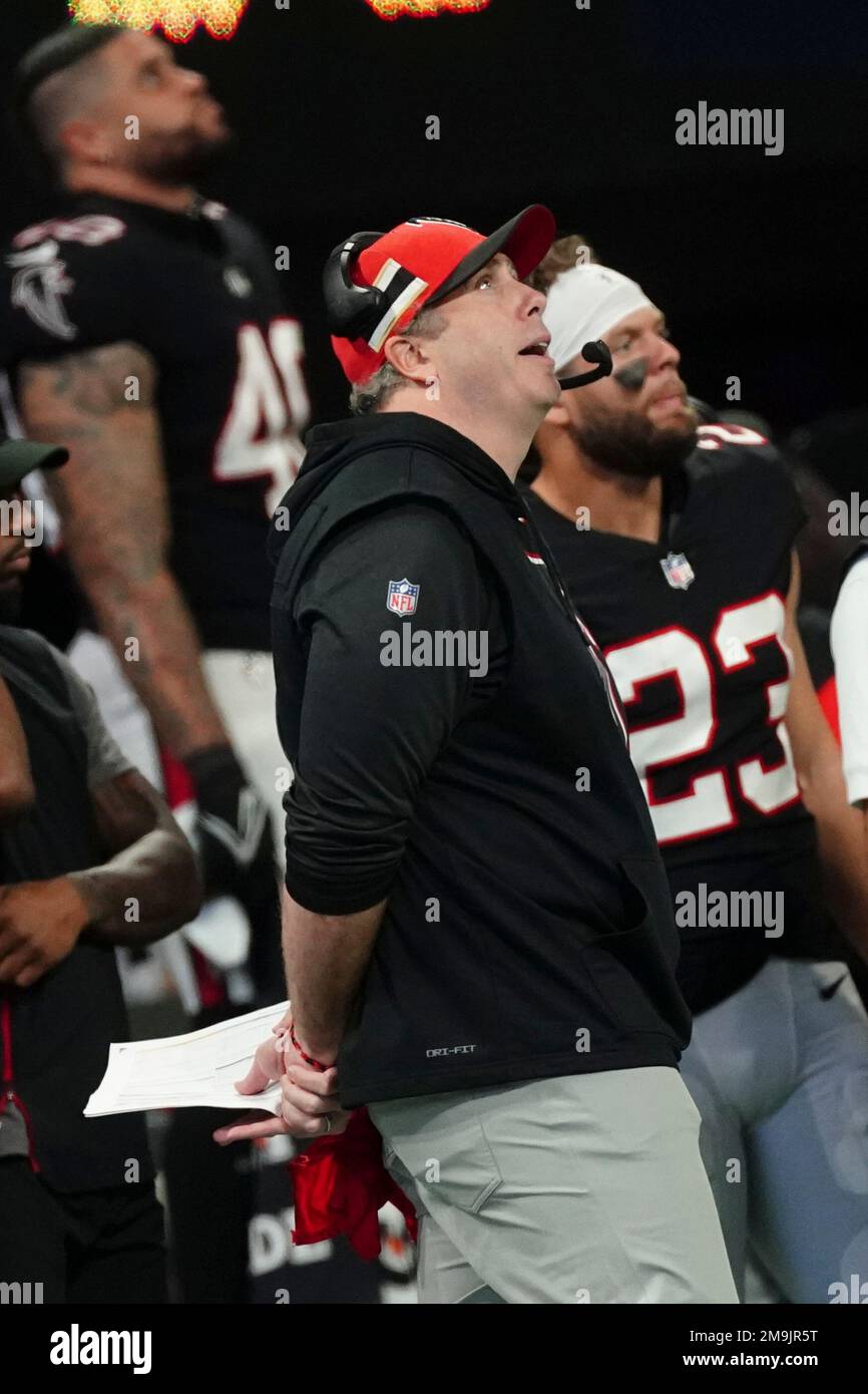 Atlanta Falcons head coach Arthur Smith looks on from the sideline in ...